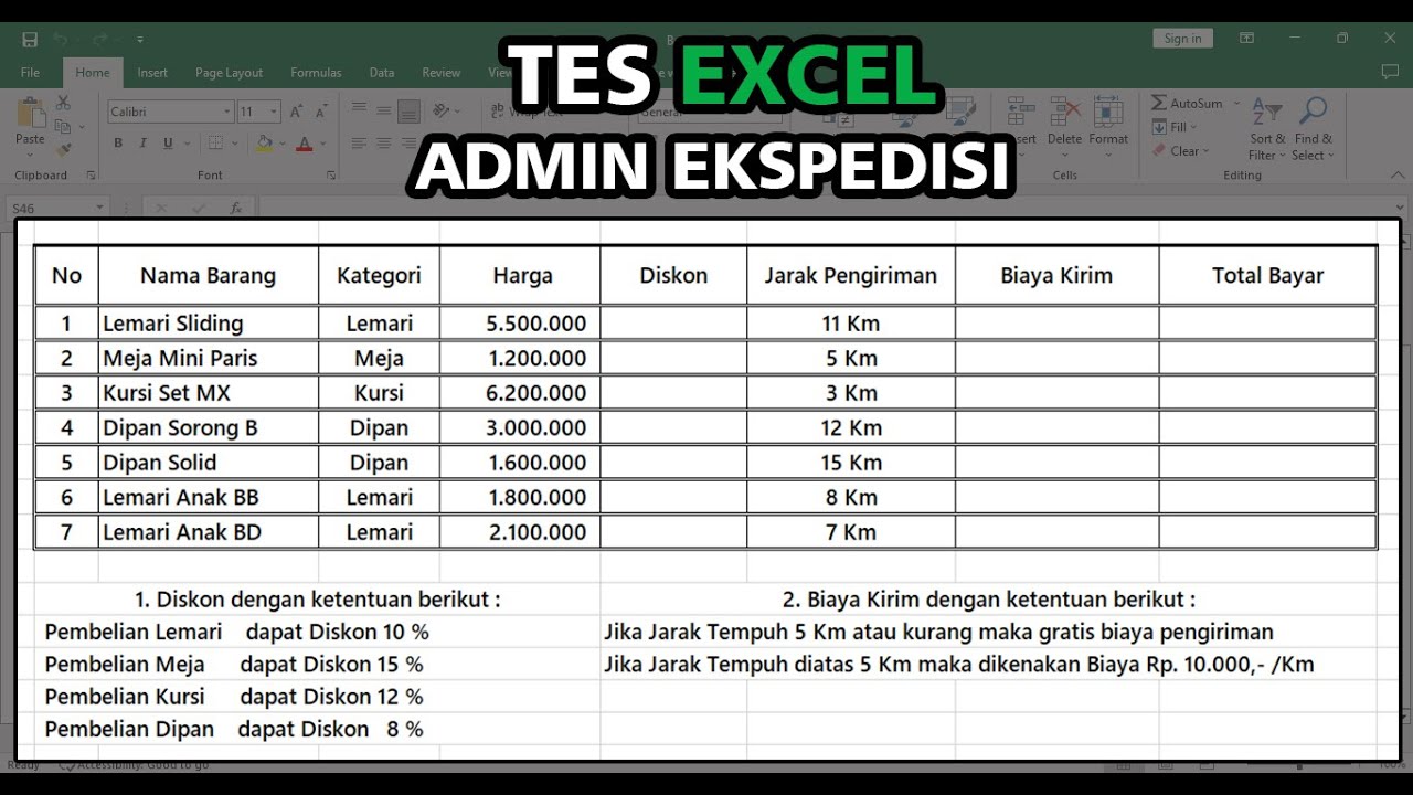 Tes Excel Admin Ekspedisi - YouTube