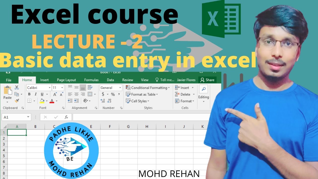 Excel Course Lecture 2 Basic Data Entry In Excel Excel Beginners Computer Bepadhelikhe