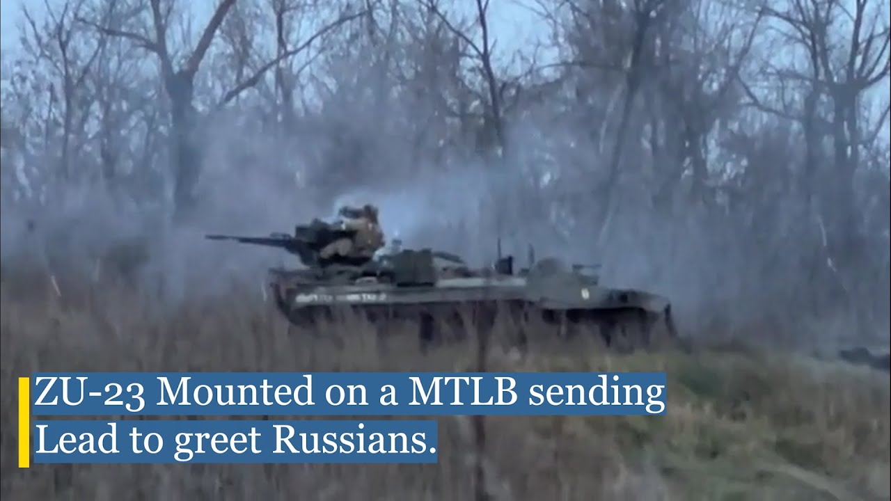 Improvised MTLB with a ZU-23 Anti-Aircraft Gun mounted on, Wreaking ...