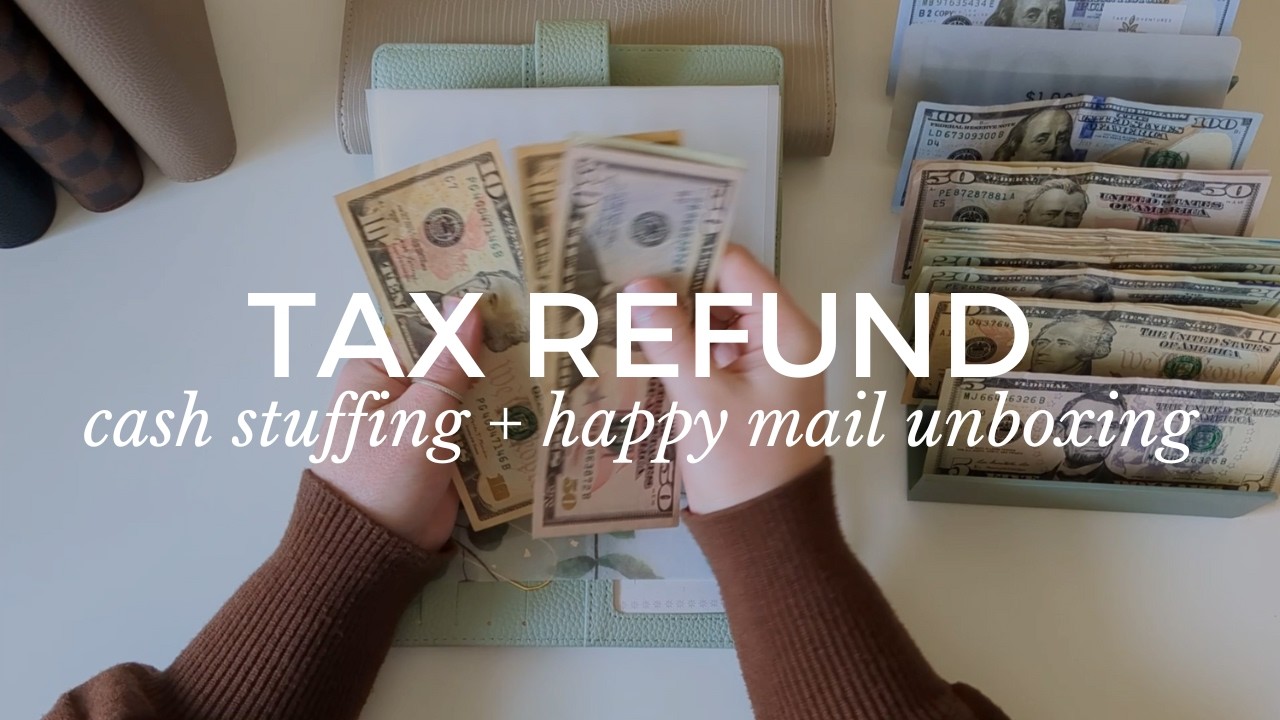 TAX REFUND Cash Stuffing | $2,045 | BONUS Income | Unboxing HAPPY MAIL ...
