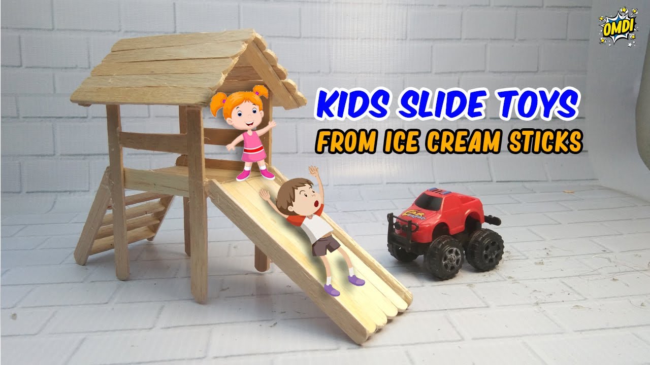 Cute idea‼ Making kids toy slides out of ice cream sticks - YouTube