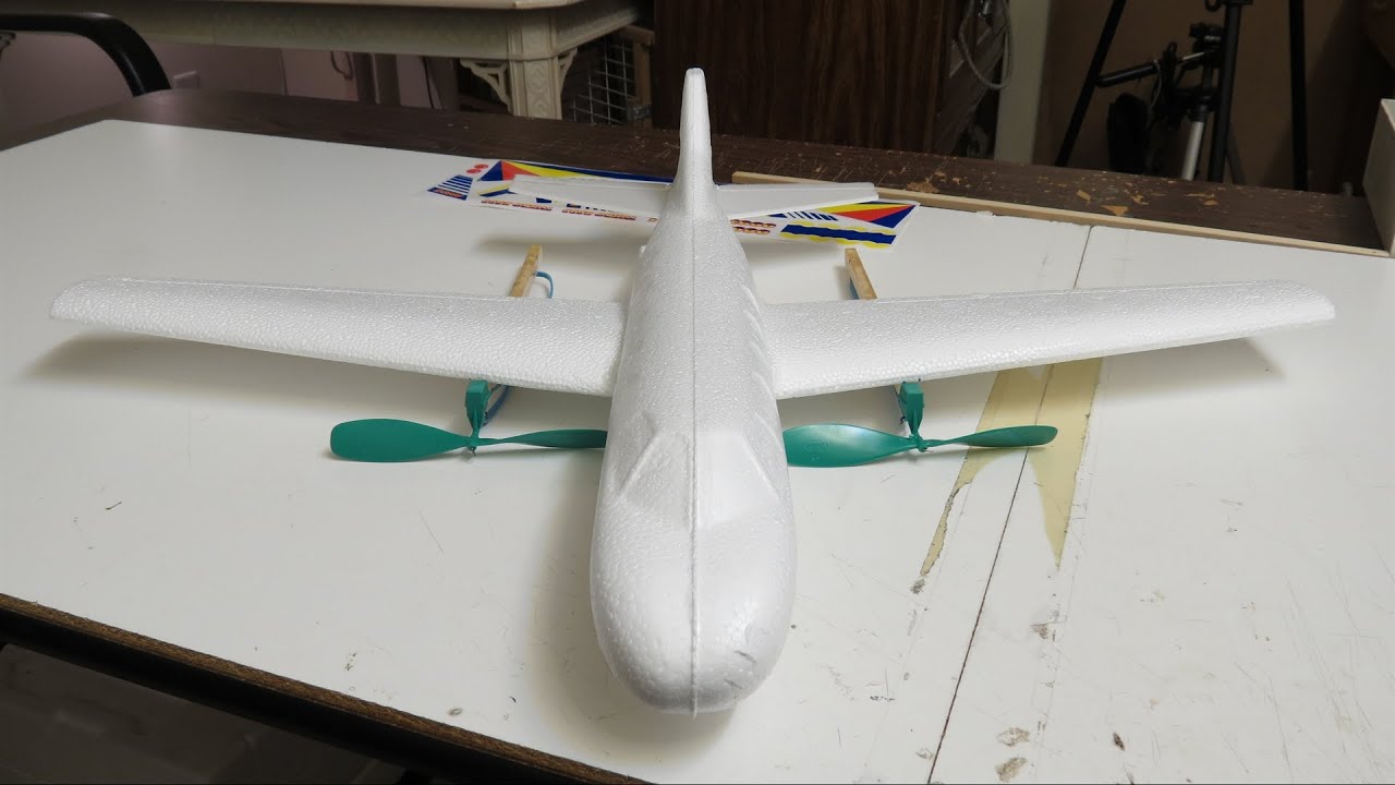Super Cheap Twin Motor Free Flight Foam Airplane - YouTube