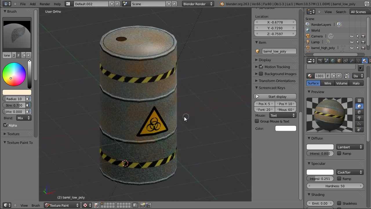Blender 2.63 Low Poly Radioactive Barrel Tutorial Part 01 - YouTube