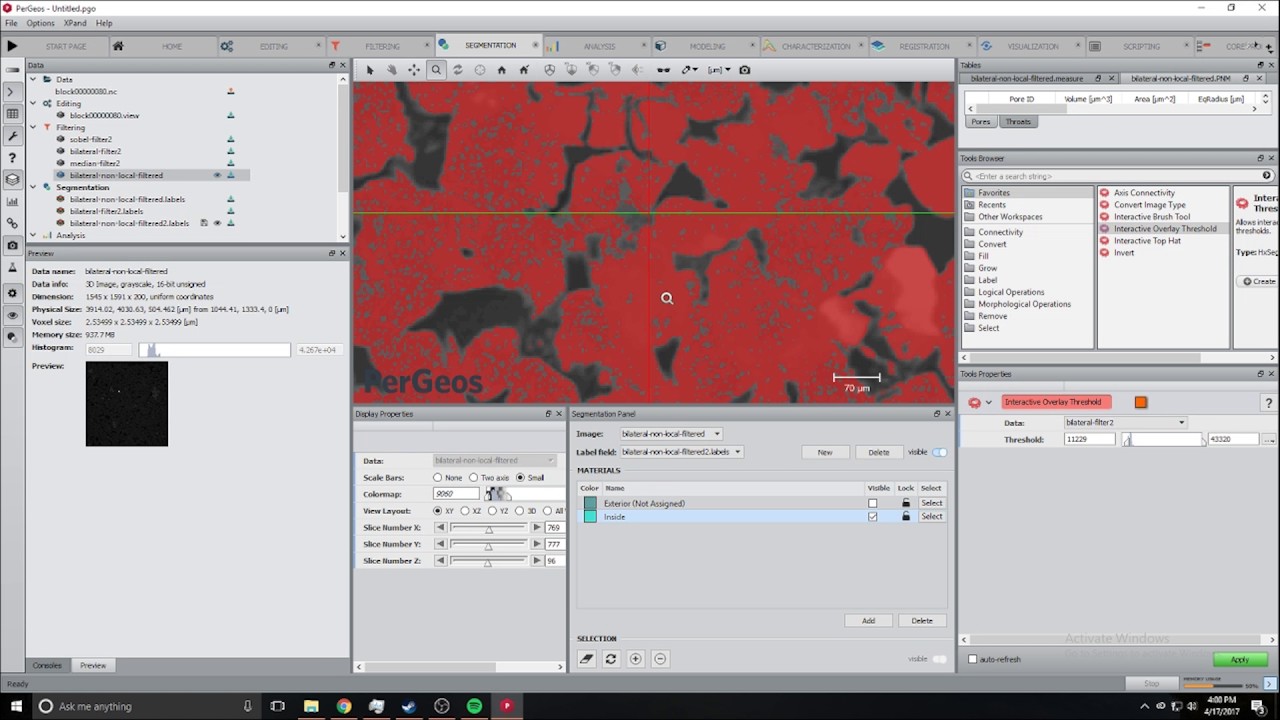 Using Pergeos to Extract Porosity from a Large X-Ray MicroCT Dataset ...