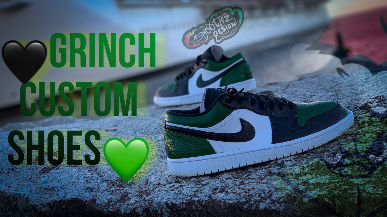 Grinch (CUSTOM DUNKS) 💚🖤 #fypシ #customshoes - YouTube