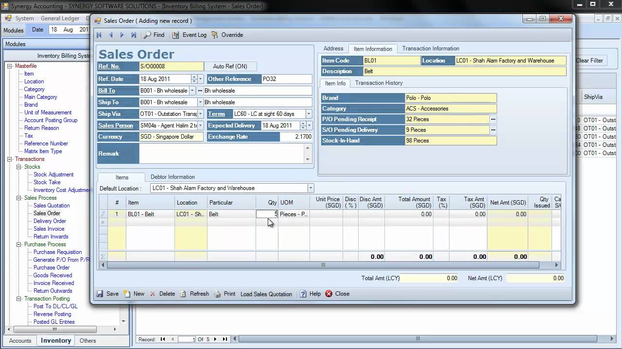 Sales Order Transaction - YouTube