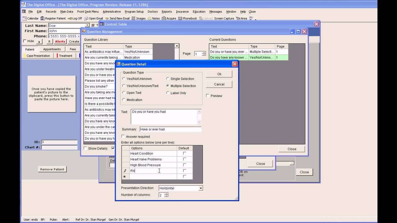 Customizing Medical History Questionnaire in TDO Software - YouTube