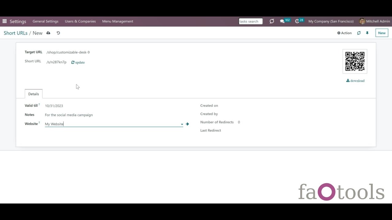 Odoo Website URL Shortener v16 by faOtools overview - YouTube