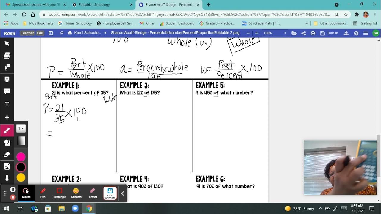 Percent part whole foldable - YouTube