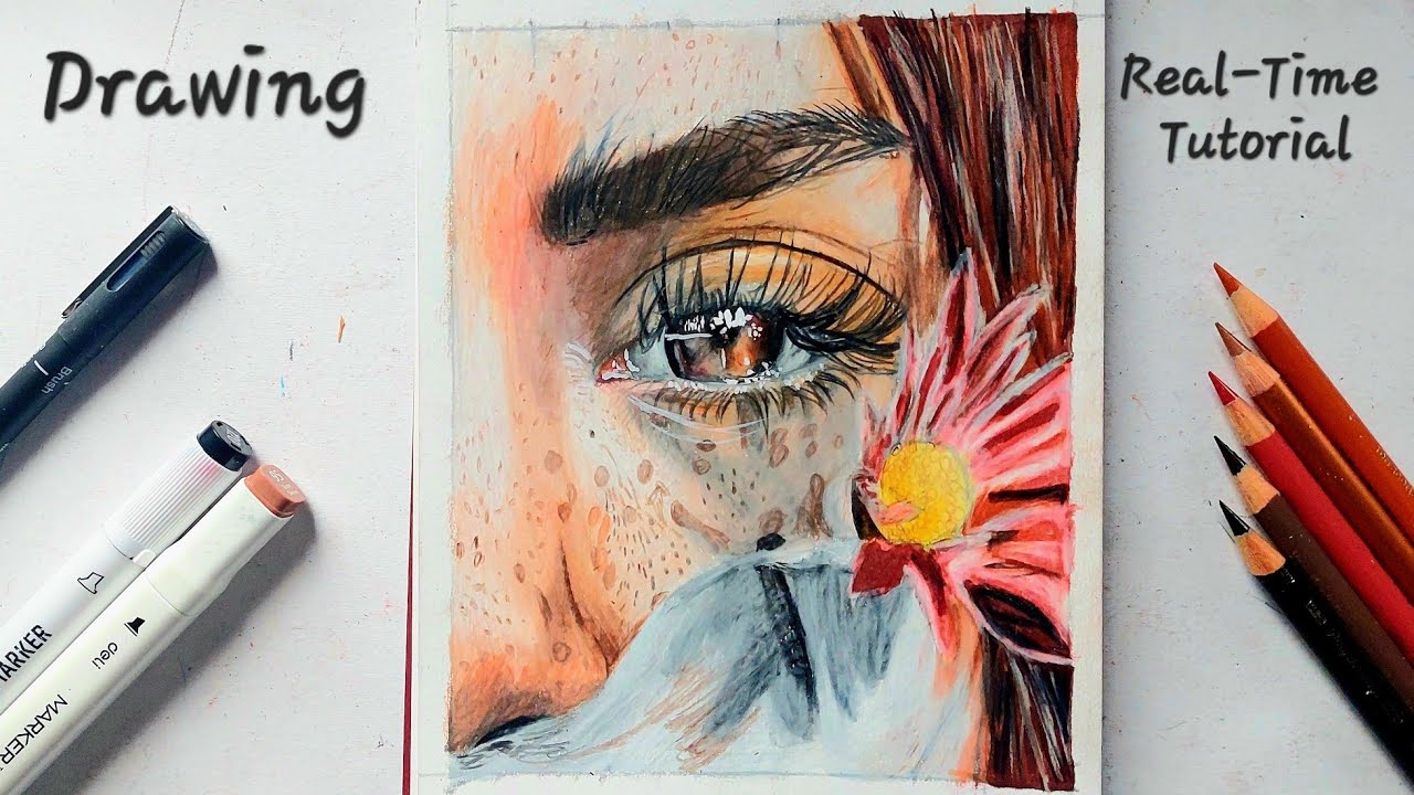 Drawing and Coloring Realistic Portrait With Colored Pencils | Real ...