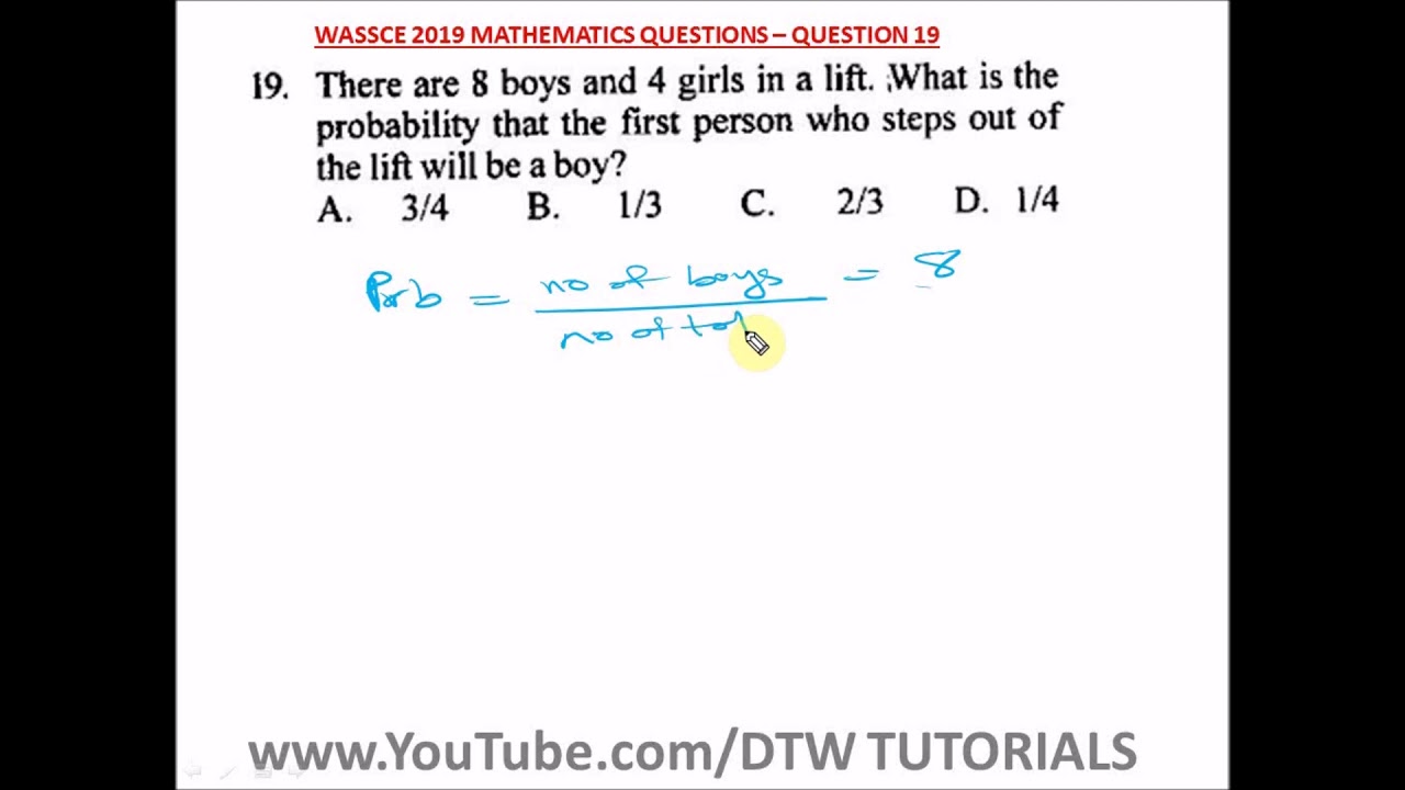 Probability (Solved WASSCE Past Question 2019 - Qst 19) - YouTube