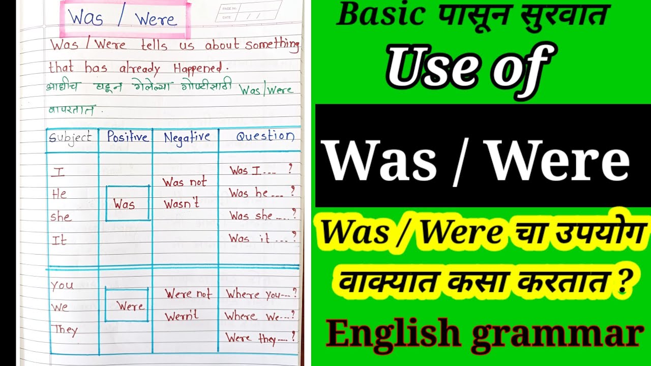 Use of Was were | Was Were use in English grammar | Helping verb | Was ...