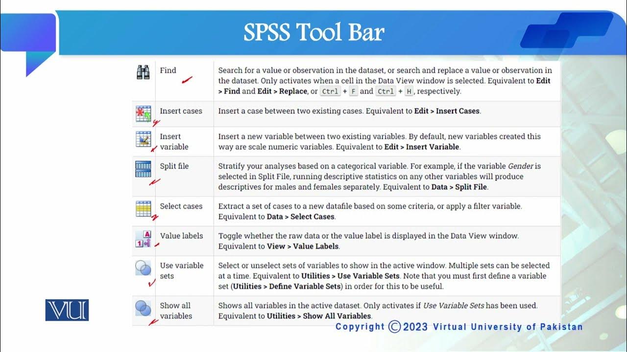 SPSS Tool Bar | Quantitative Research Methodology | SOC509_Topic156 ...