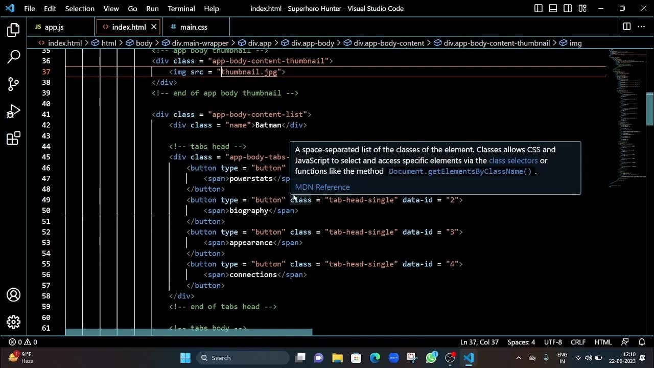 Superhero Hunter app JS - YouTube