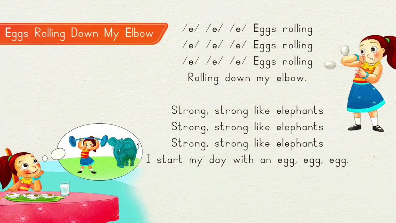 Eggs rolling down my elbow rhyme - YouTube