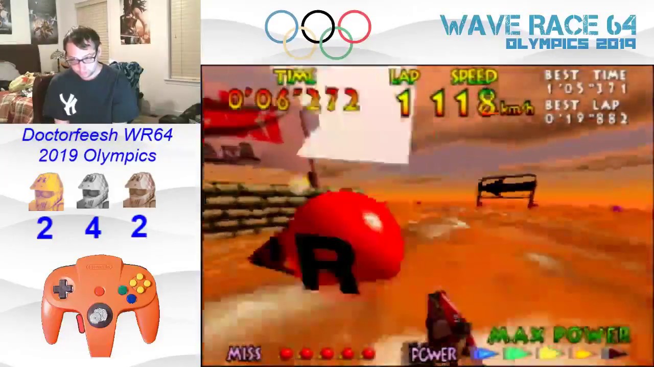 [fwr] Wave Race 64 Sunset Bay 1'05"006 During Olympics 2019 - YouTube