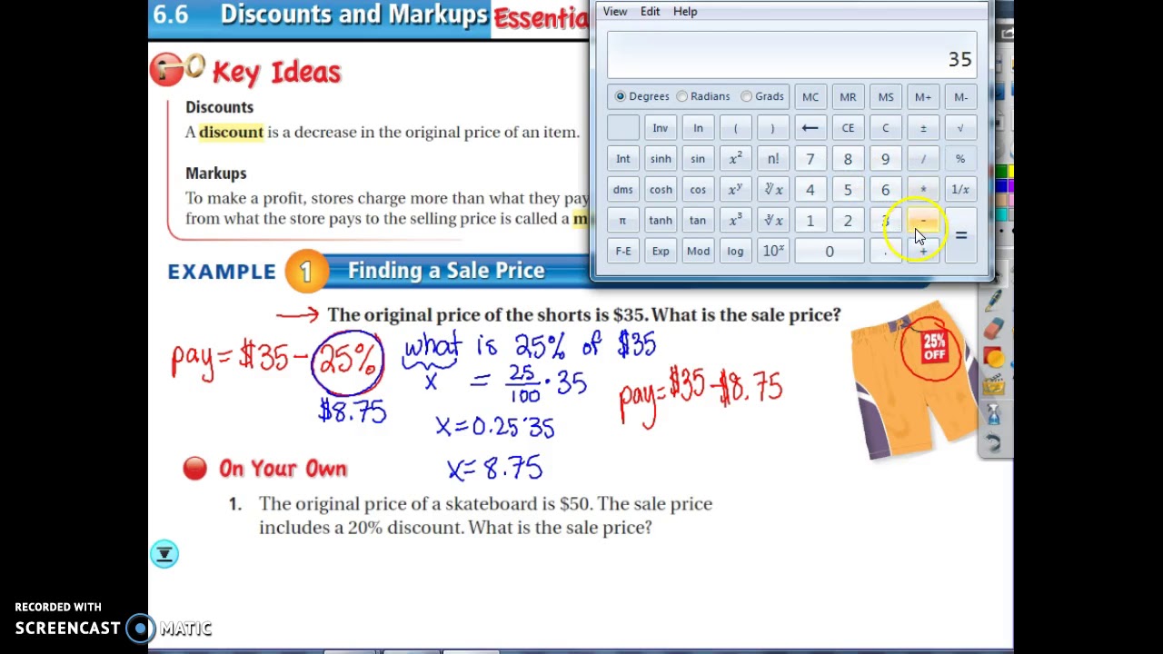 7th Grade Math - 6.6 - Percent Discounts - YouTube