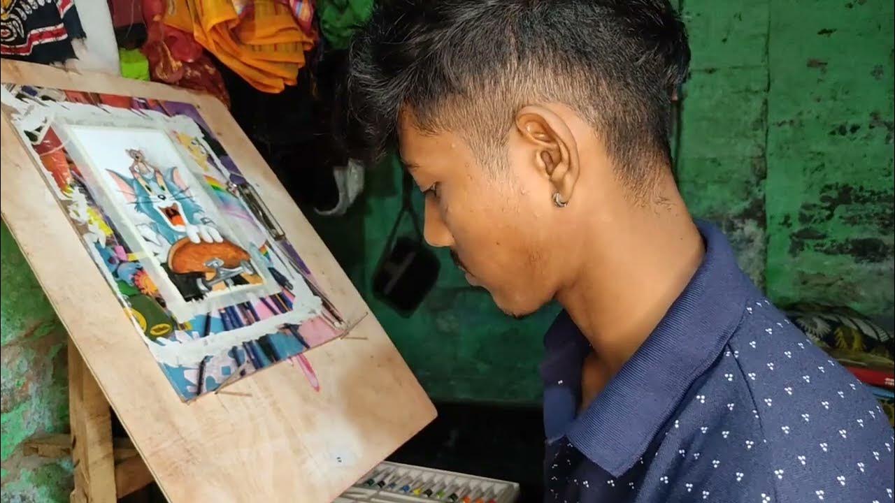 how to draw tom and jerry step by step | tom and jerry acrylic painting | Monojit saha art - YouTube