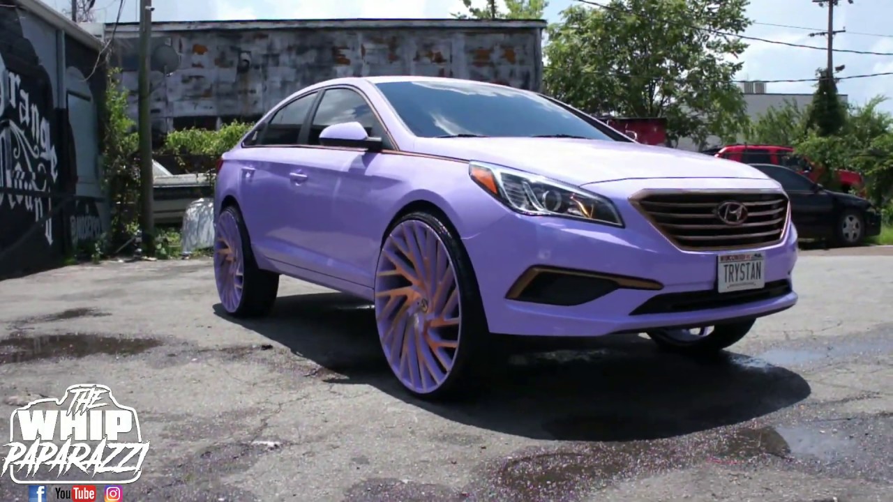 Hyundai Sonata on 28" Azara AZA-505 Wheels - YouTube