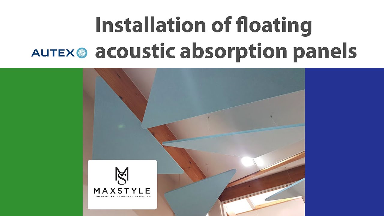 Floating acoustic ceiling panels installation - YouTube