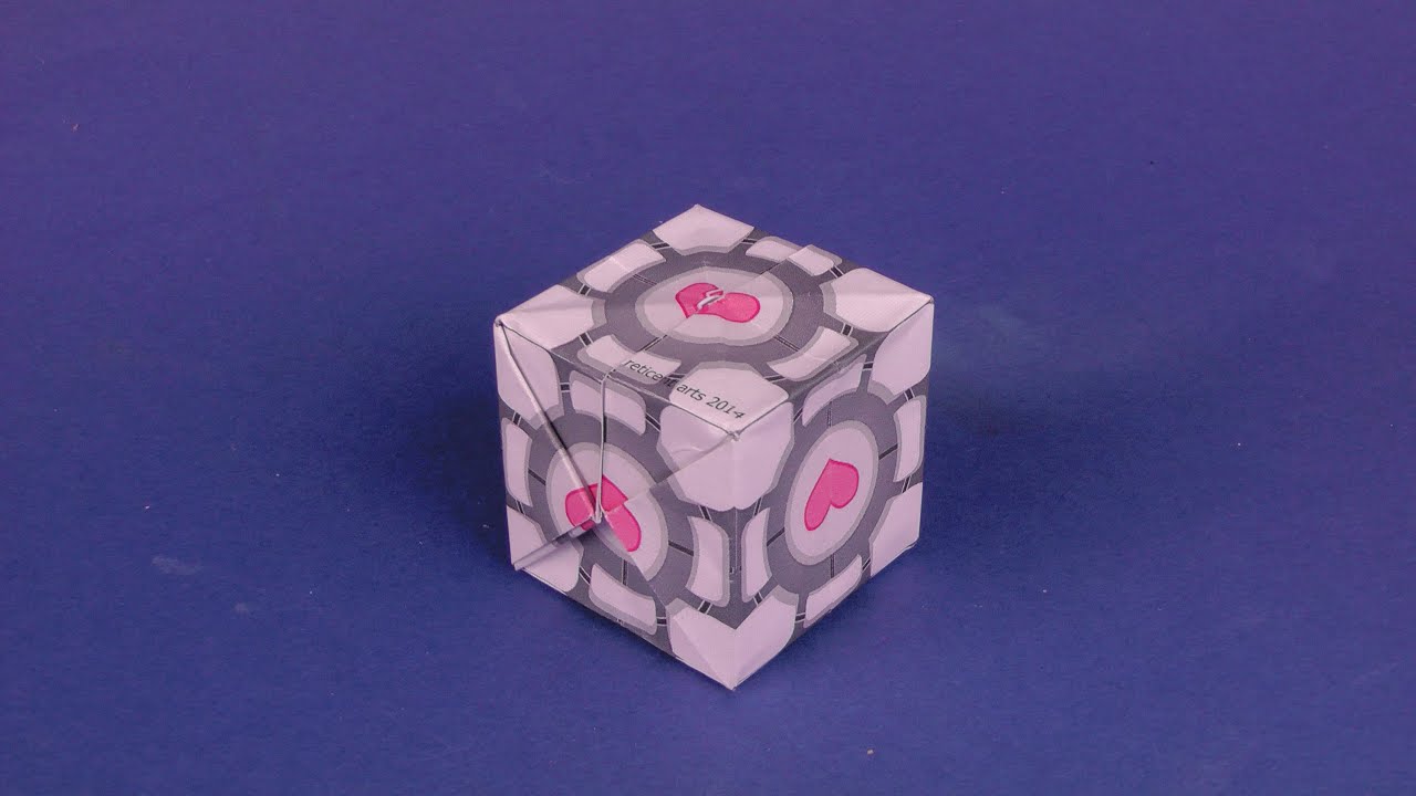 Origami companion cube from portal instructions - YouTube