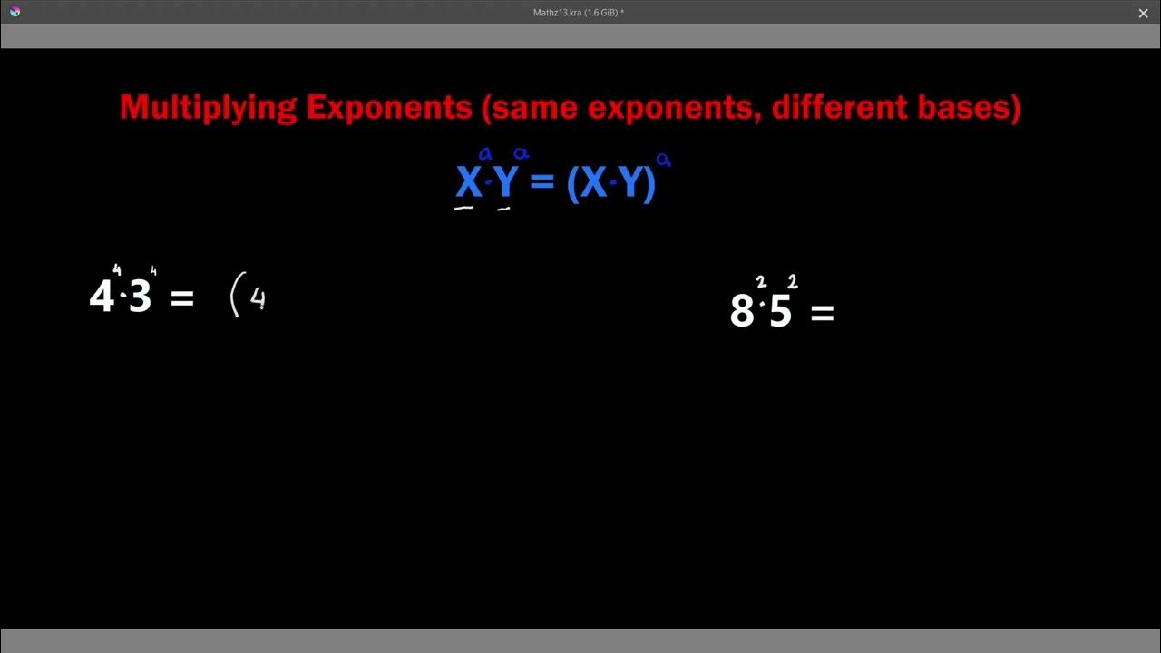 Multiplying Exponents ( same exponents, different bases) - YouTube