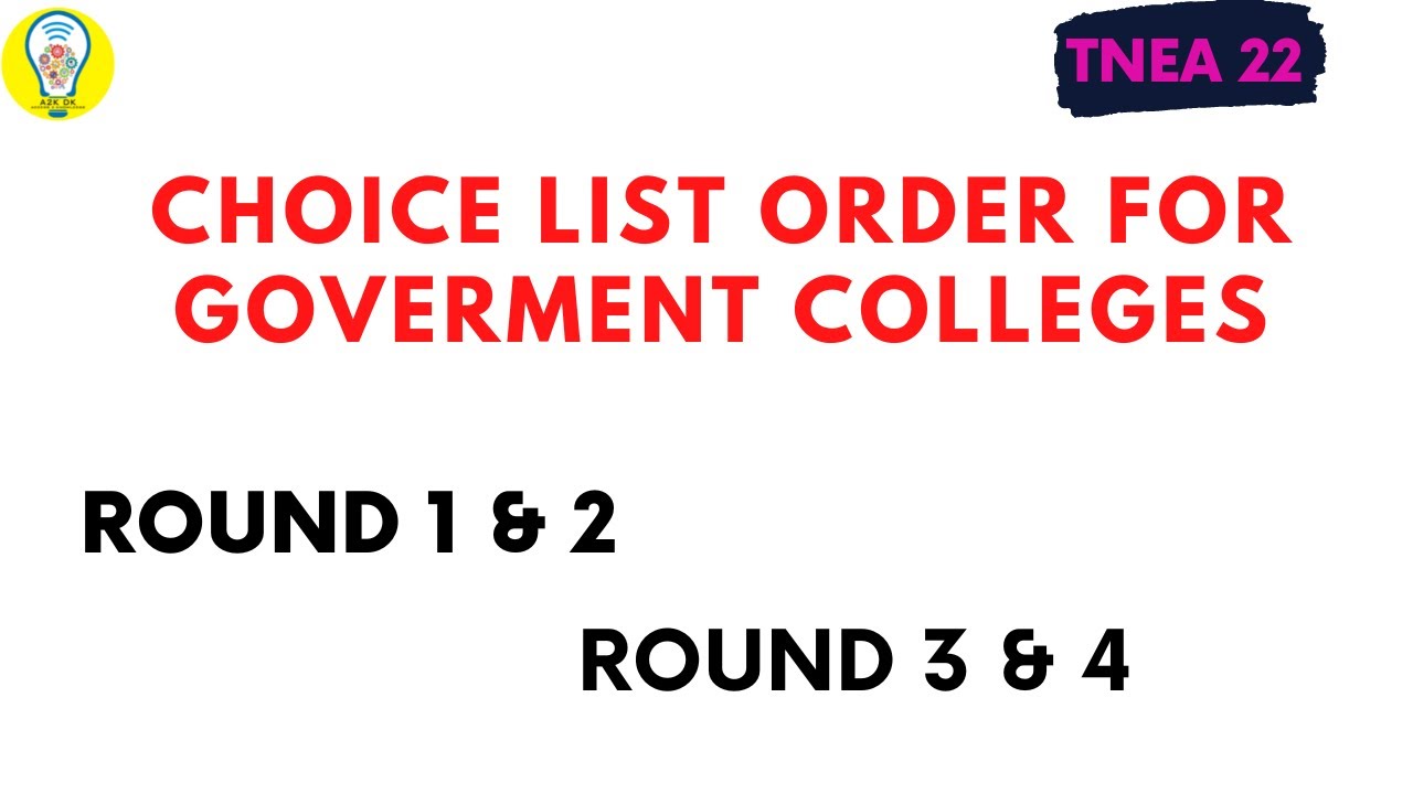 Choice List for Round 3 & 4 - Govt. Colleges & College Code - Cutoff ...