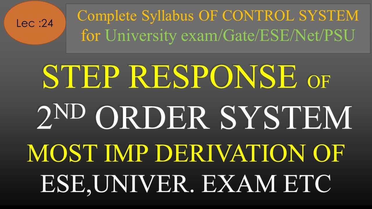 Lec-24 Step Response of Second Order System | Derivation | Control ...