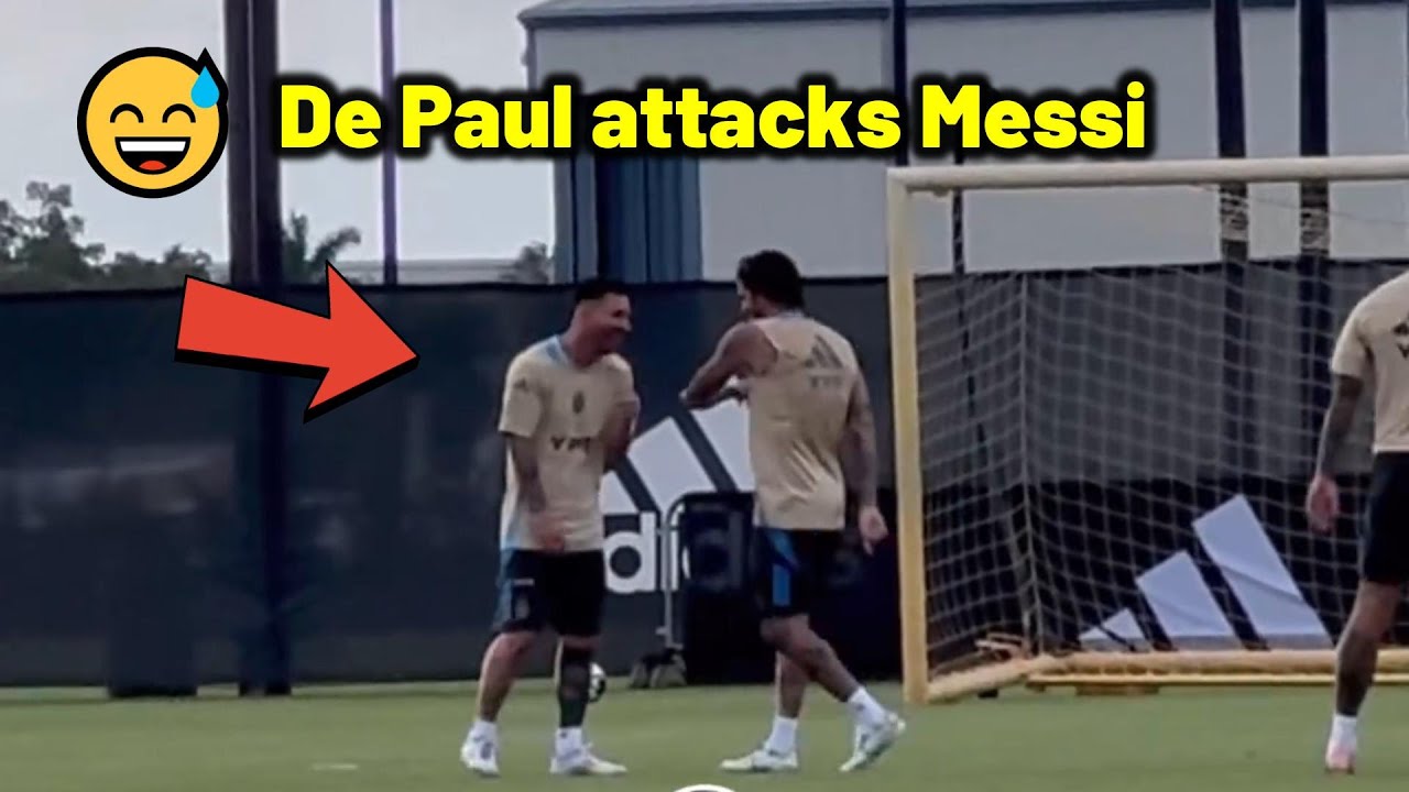 Messi De Paul funny moment during Argentina training for Copa America ...