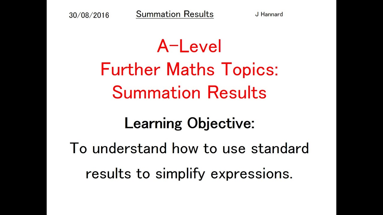 A-Level Further Maths Topics - Further Pure 1 (FP1) - Lesson 6 ...