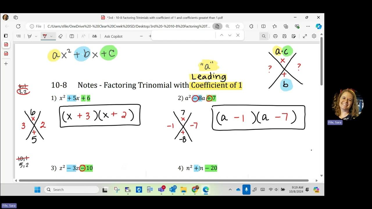 10-8 Trinomial Factoring Notes - YouTube