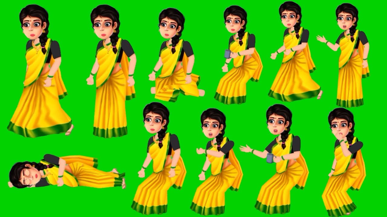Green Screen Village woman All Pose Video//Village woman Green Screen ...