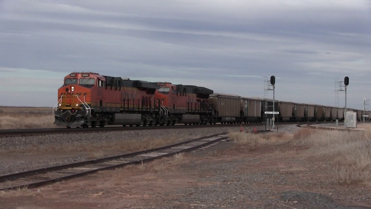 BNSF Transcon at Avard Oklahoma 2016 Covered Coal Train Hoppers - YouTube