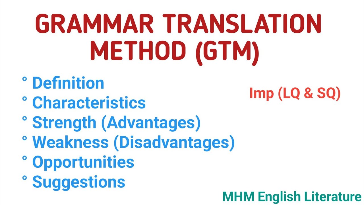 Grammar translation method | GTM in urdu/hindi | English Pedagogy | Theories of language ...