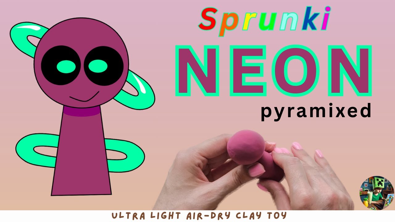 NEON Sprunki toy DIY from air-dry clay! pyramixed mod. #sprunki # ...