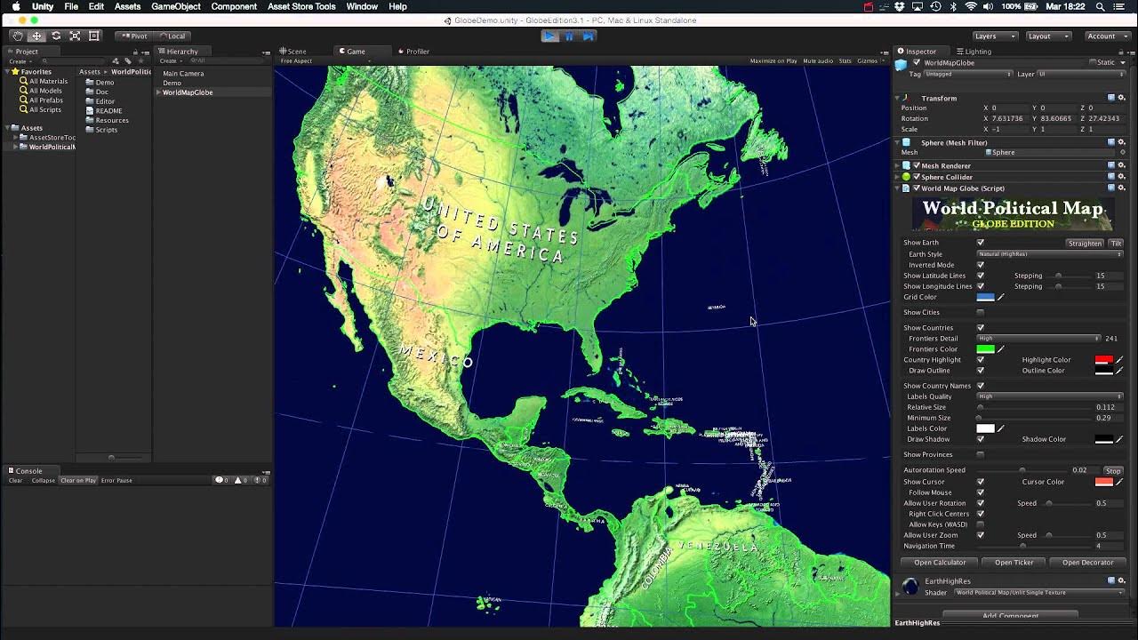Demo of the Inverted Mode in World Political Map for Unity - YouTube