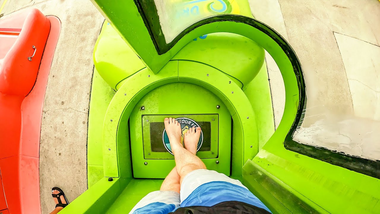 Adventure Island Tampa - Vanish Point | Green Trapdoor Water Slide POV ...