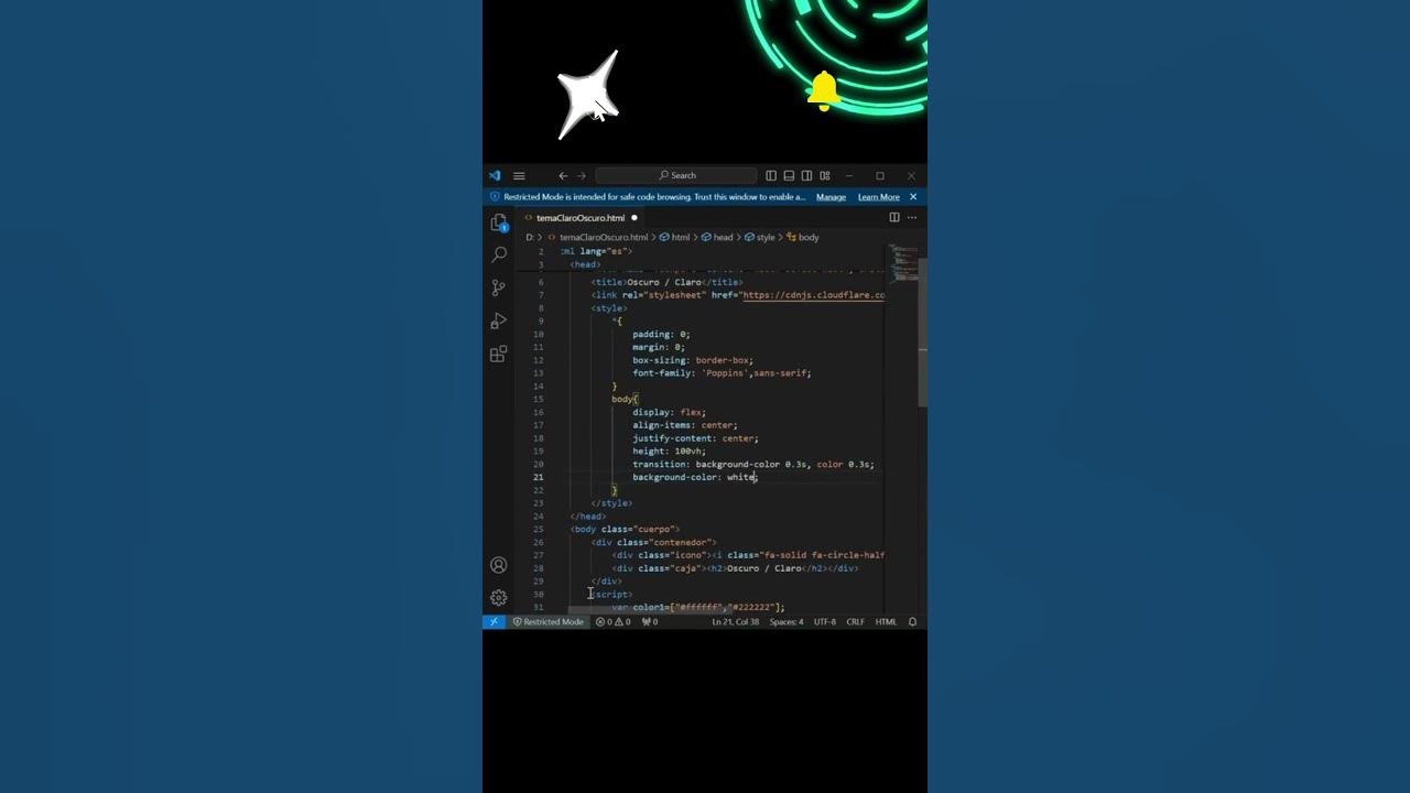 🌞🌜 Cambia entre tema claro y oscuro con un solo clic 🔄🌞🌜 HTML, CSS & JavaScript #htmldesdecero # ...