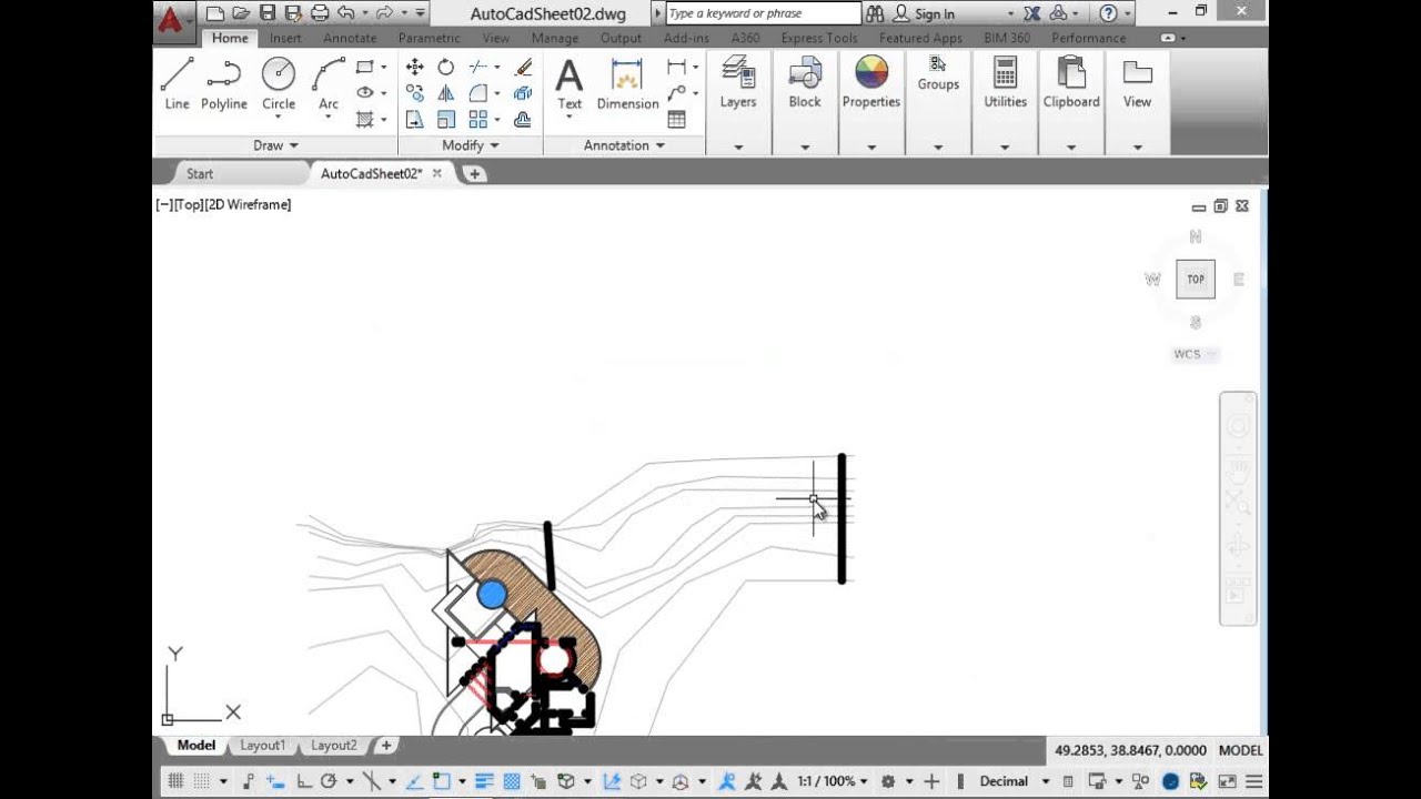 autocad boundary polyline - YouTube