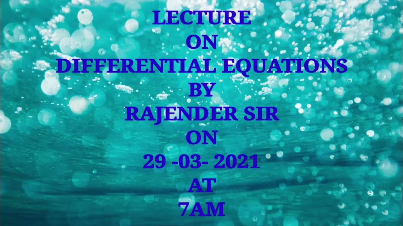 LEARN WITH FUN: DIFFERENTIAL EQUATIONS - YouTube