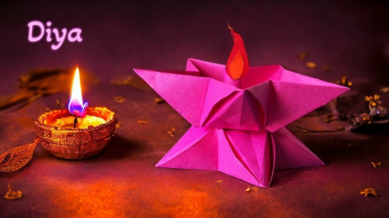 "DIY Paper Diya – Perfect for Diwali Decorations!" #diya - YouTube