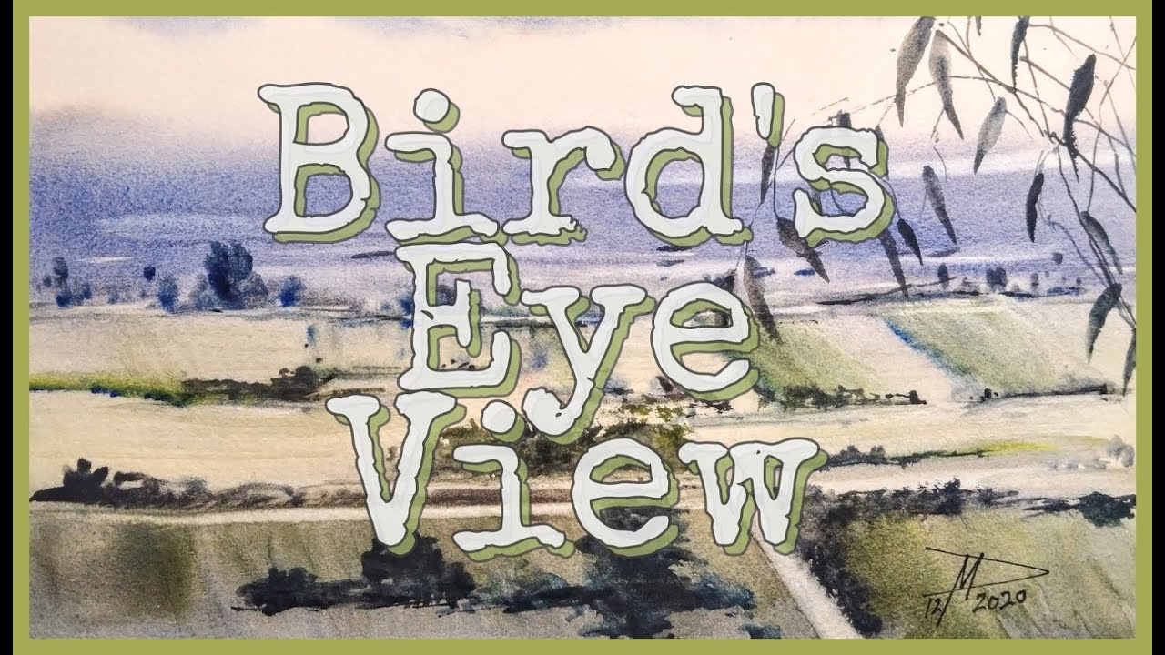 How to Paint a Bird's Eye View Landscape scene in Watercolors // Speed ...