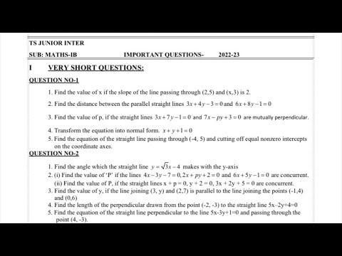 INTER 1st YEAR MATHS 1B QUESTION PAPER, IMPORTENT ALL QUESTIONS 2022 ...