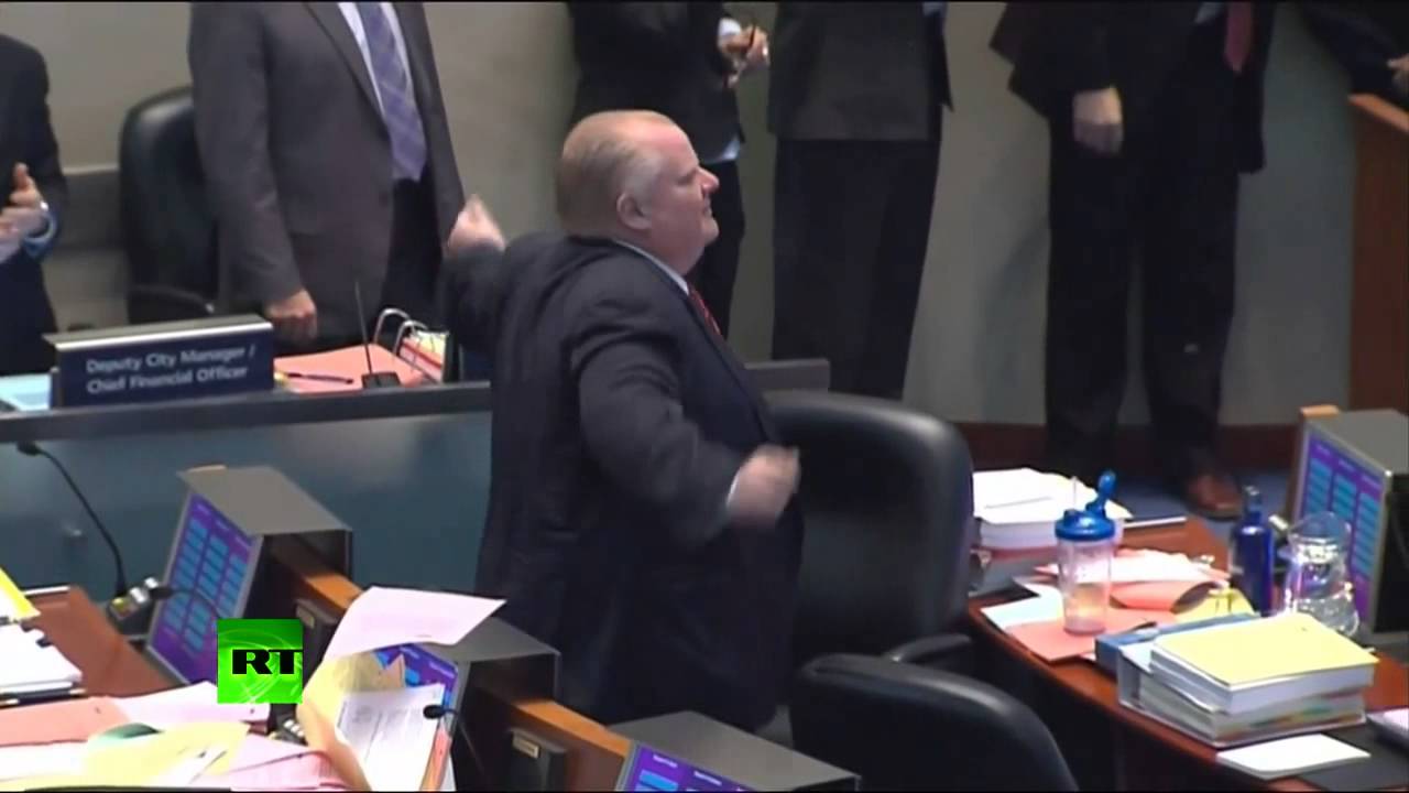 Video Toronto mayor Rob Ford caught dancing in council sess - YouTube