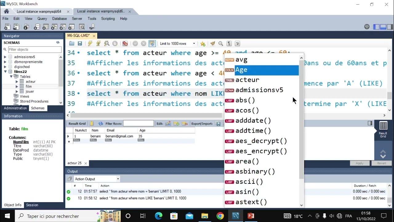 Bases de données V6 : SQL LMD : INSERT UPDATE DELETE SELECT - MySQL - YouTube