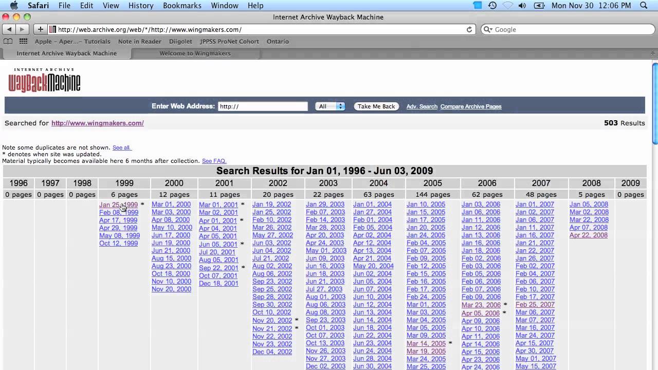 Educational Resources: Examining the History of a Website - Webpage ...