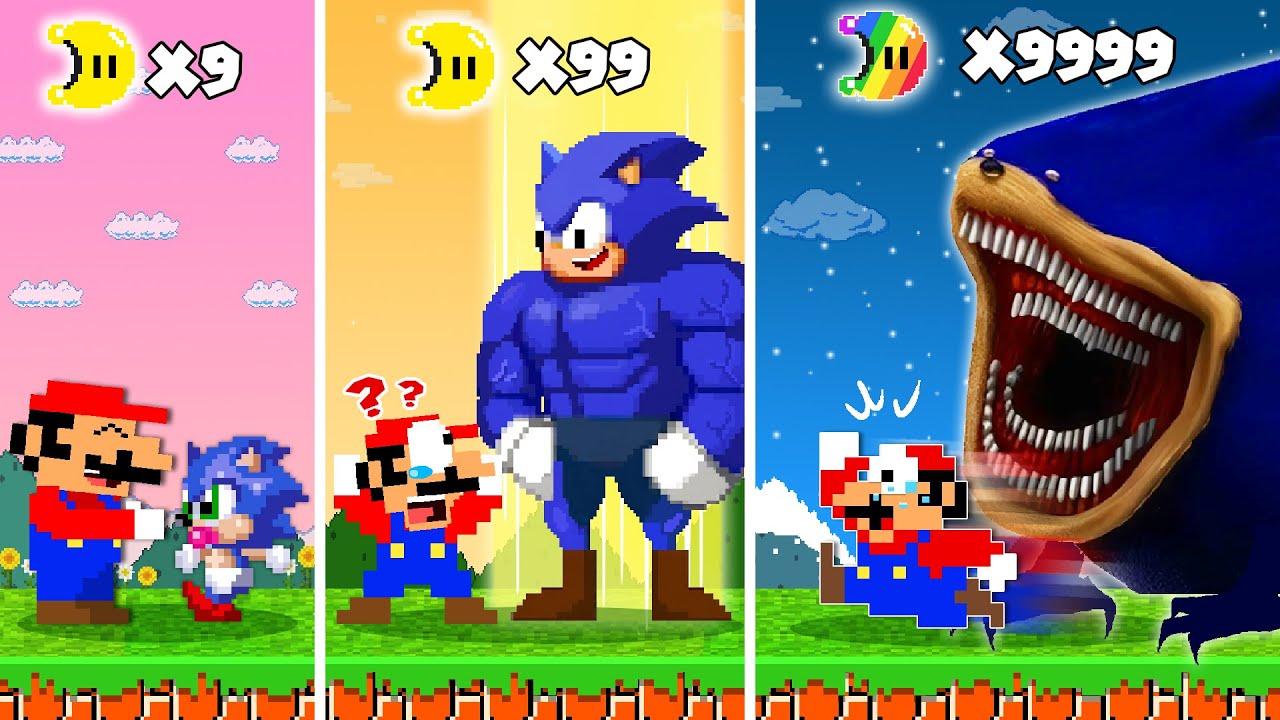 Super Mario Bros. Upgrading Sonic to the STRONGEST SHIN SONIC Ever with ...
