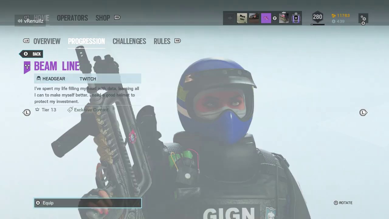 TWITCH HEADGEAR Beam Line + PURPLE ALPHA PACK Rainbow Six Siege Battle ...