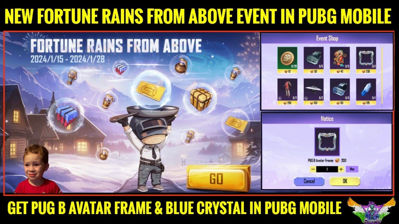 NEW FORTUNE RAINS FROM ABOVE EVENT IN PUBG MOBILE || GET PUG B AVATAR ...