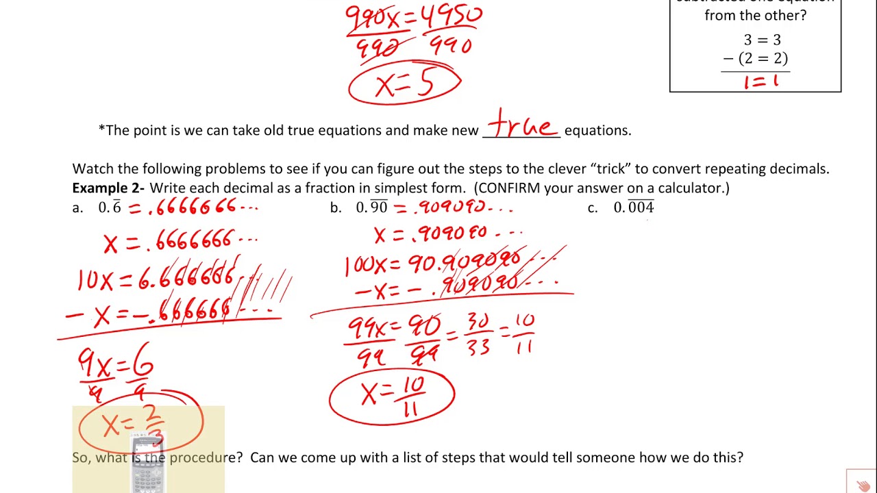 3.2 Converting Repeating Decimals to Fractions - YouTube